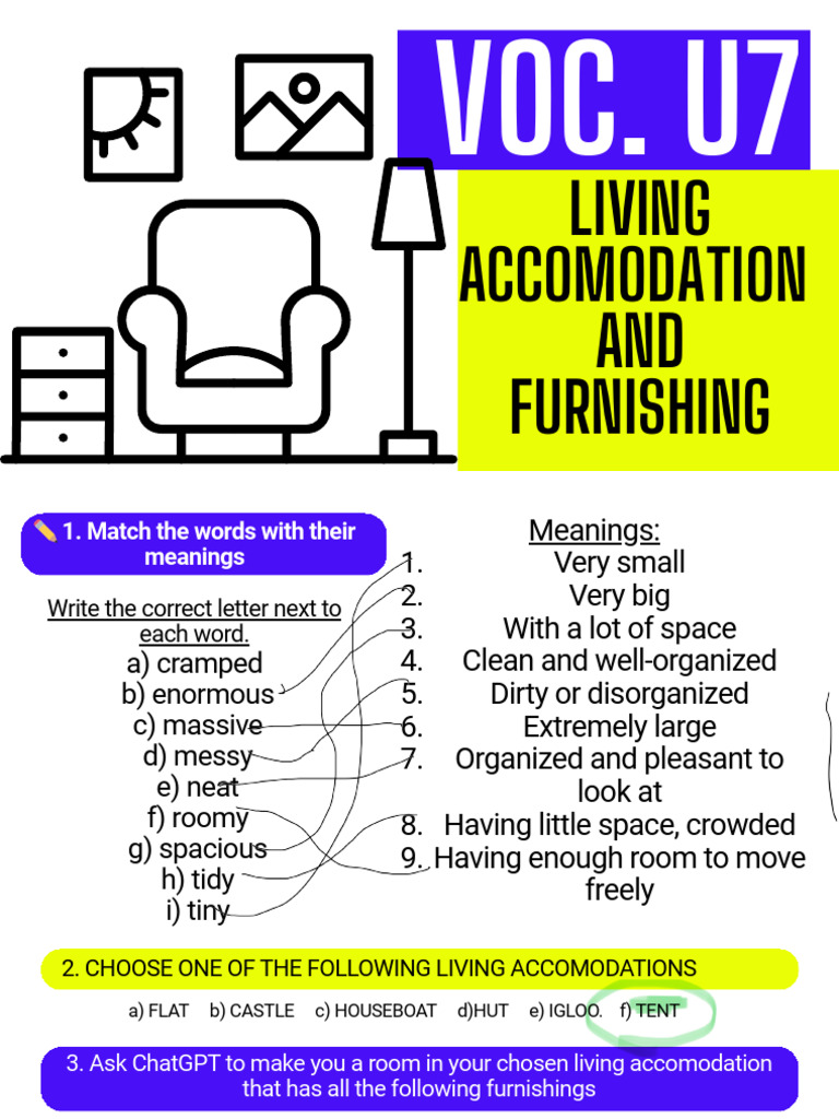 Living Accommodation Vocabulary Guide | PDF