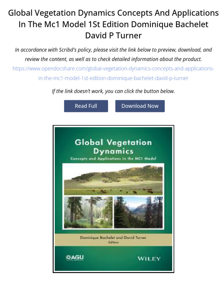 Global Vegetation Dynamics Concepts and Applications in the MC1 Model 1st Edition Dominique ...