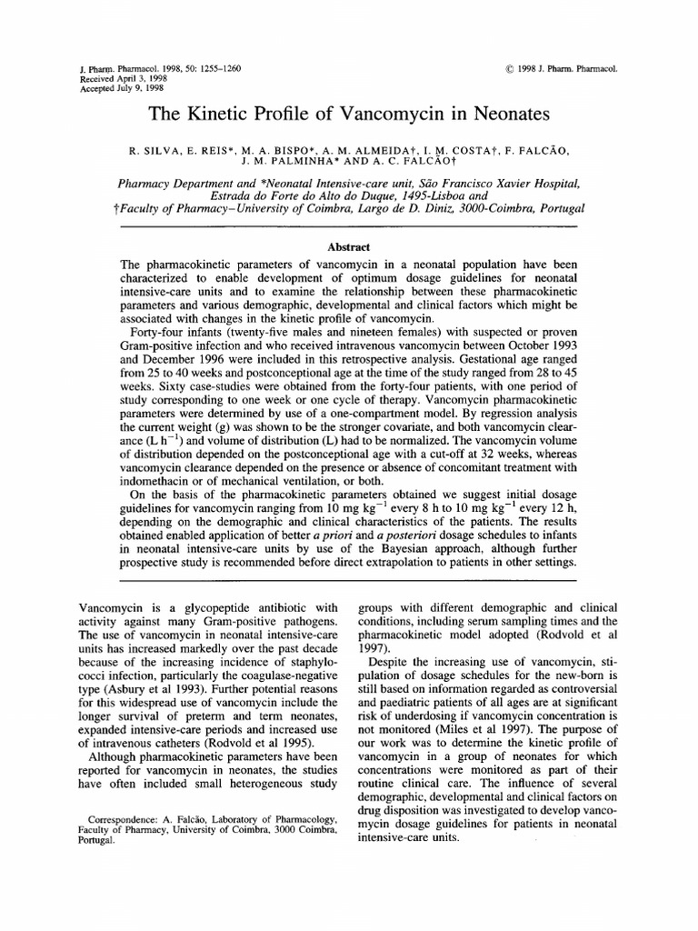 1998_Kinet Profile of Vancomycin in Neonates_J Pharm Pharmacol (1998 ...