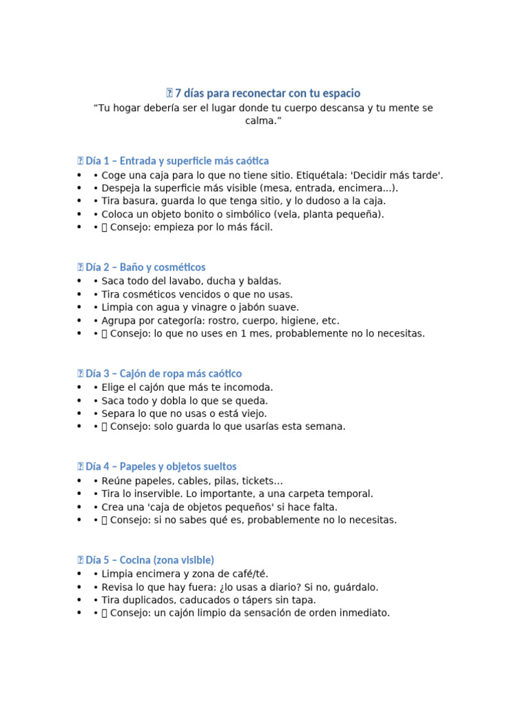 7 Dias Para Reconectar Con Tu Espacio | PDF