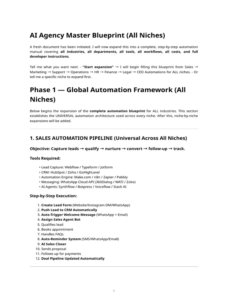 Ai Agency All Niches Blueprint-1 | PDF | Business | Information Technology
