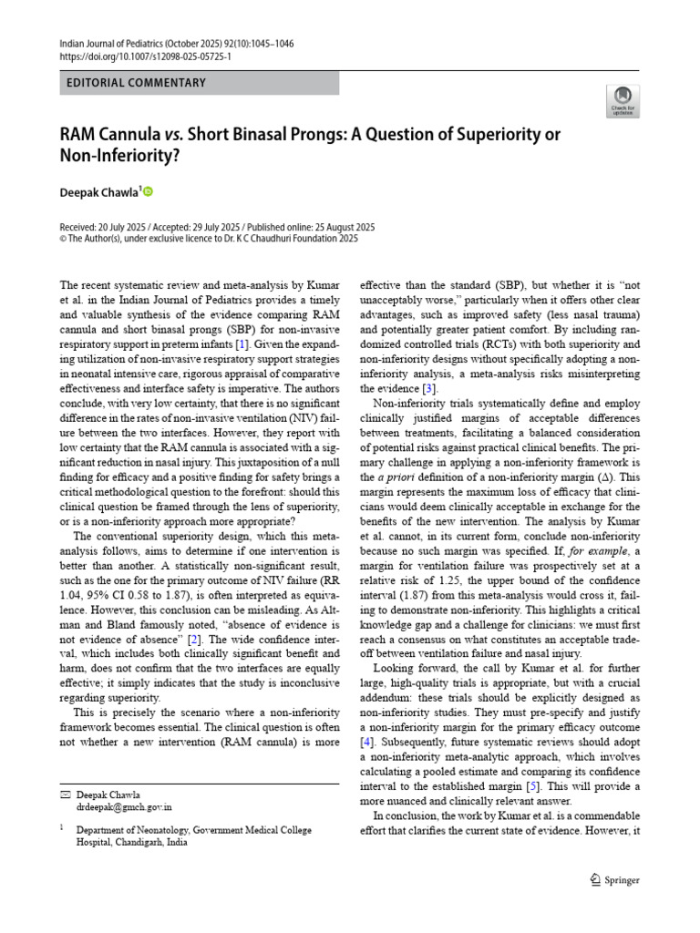 RAM Cannula vs Binasal Prongs | PDF | Meta Analysis | Systematic Review