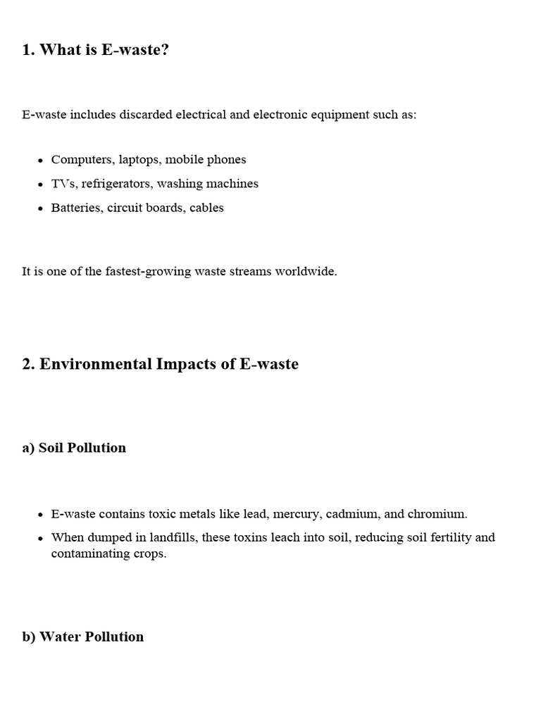 E Waste Management and Environmental Impact | PDF | Electronic Waste ...
