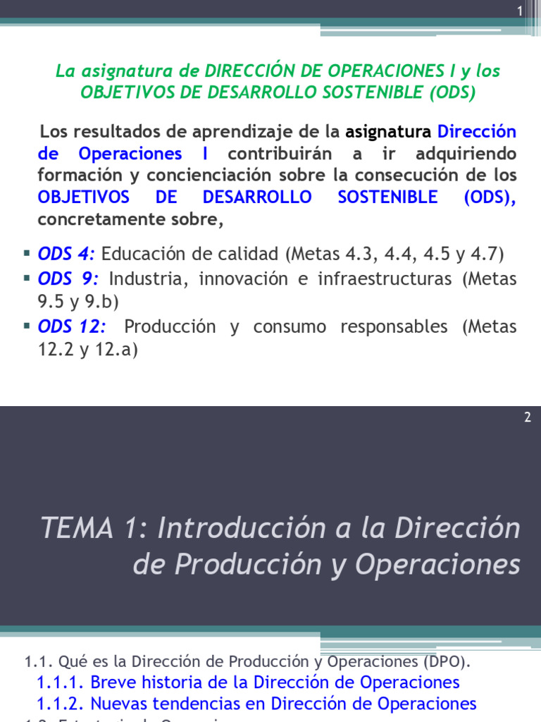 Tema 1 DIRECCION DE OPERACIONES | PDF | Calidad (comercial) | Business