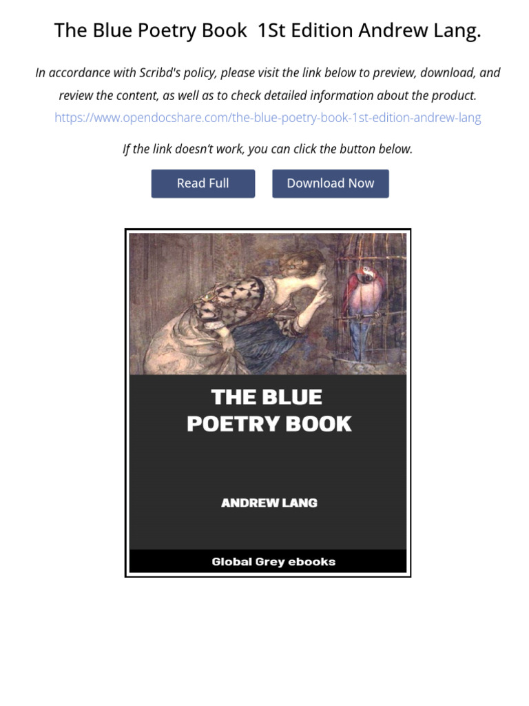 The Blue Poetry Book 1st Edition Andrew Lang. | PDF