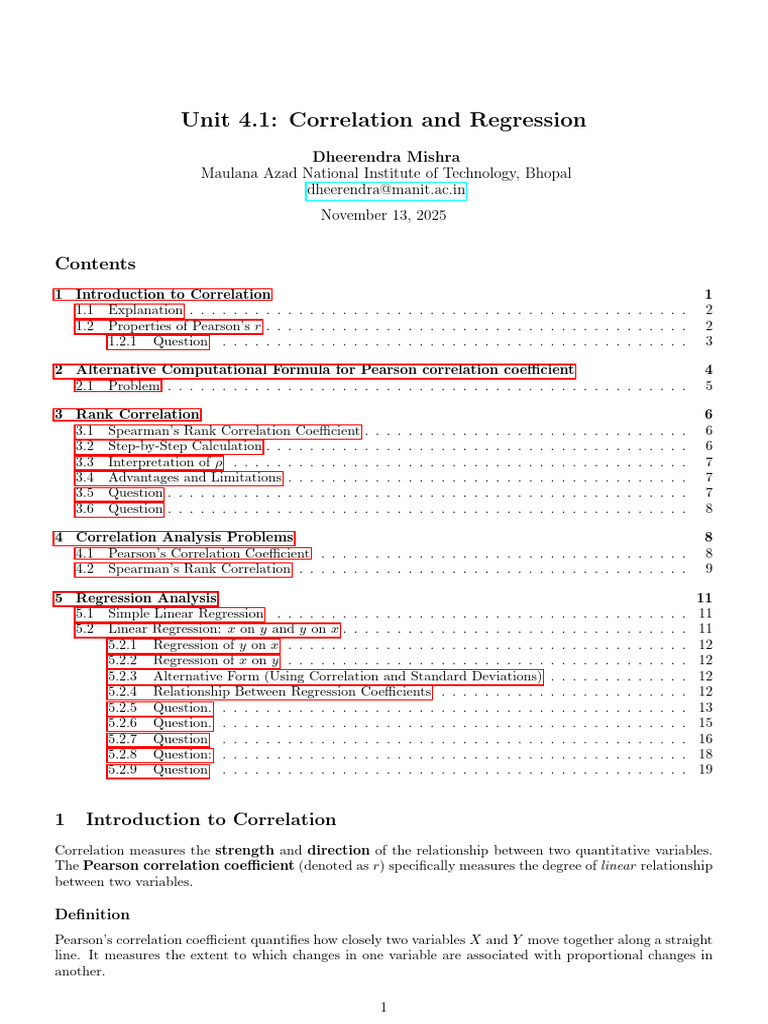 Correlation and Regression Analysis Guide | PDF | Errors And Residuals ...
