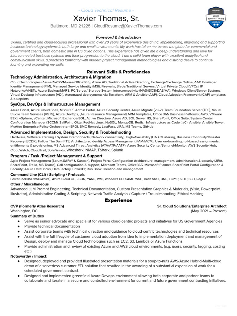 Thomas Resume | PDF | Cloud Computing | Microsoft Azure