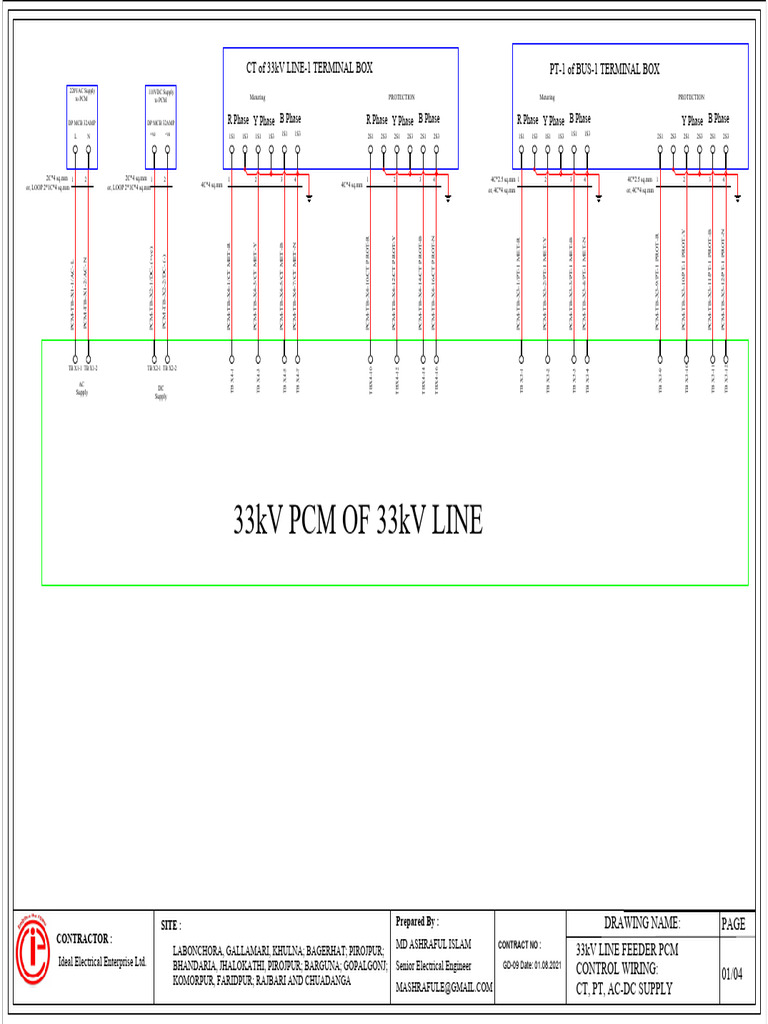 33kV Line Feeder Control Wiring Guide | PDF | Power Engineering ...