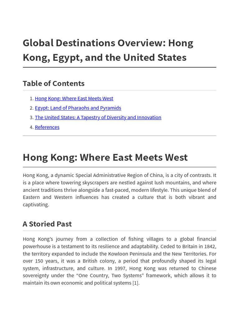 Global Destinations Overview | PDF | Egypt | The United States