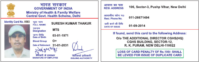 Ministry of Health and Family Welfare Id Card Suresh Kumar Thakur | PDF