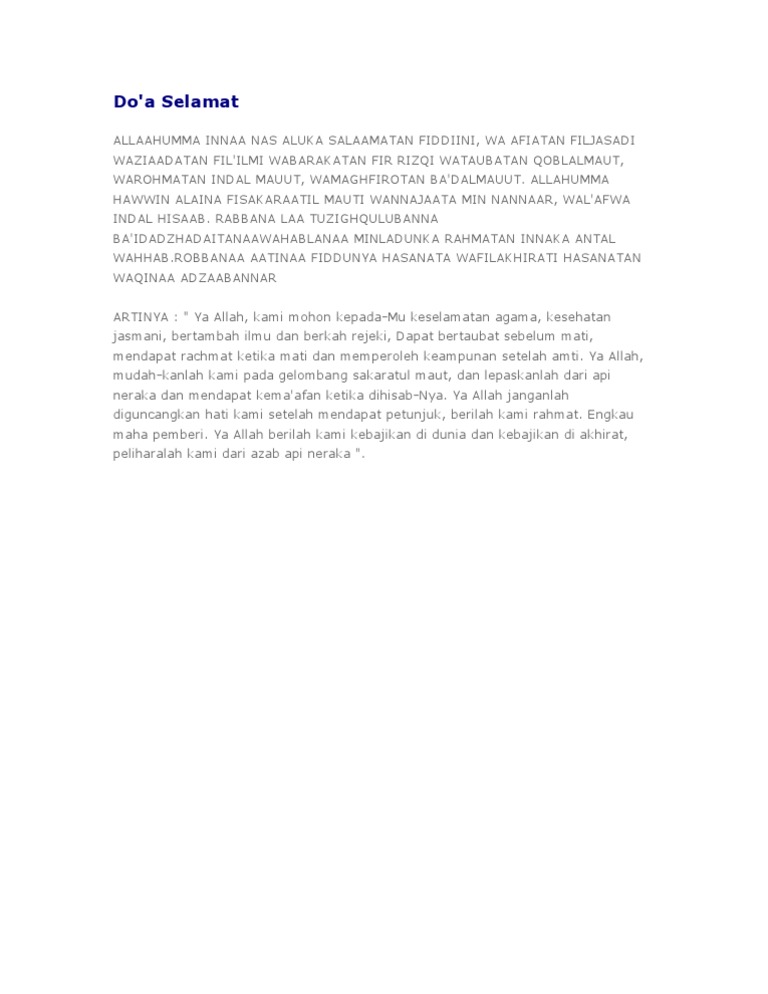 Doa Selamat Ringkas | PDF