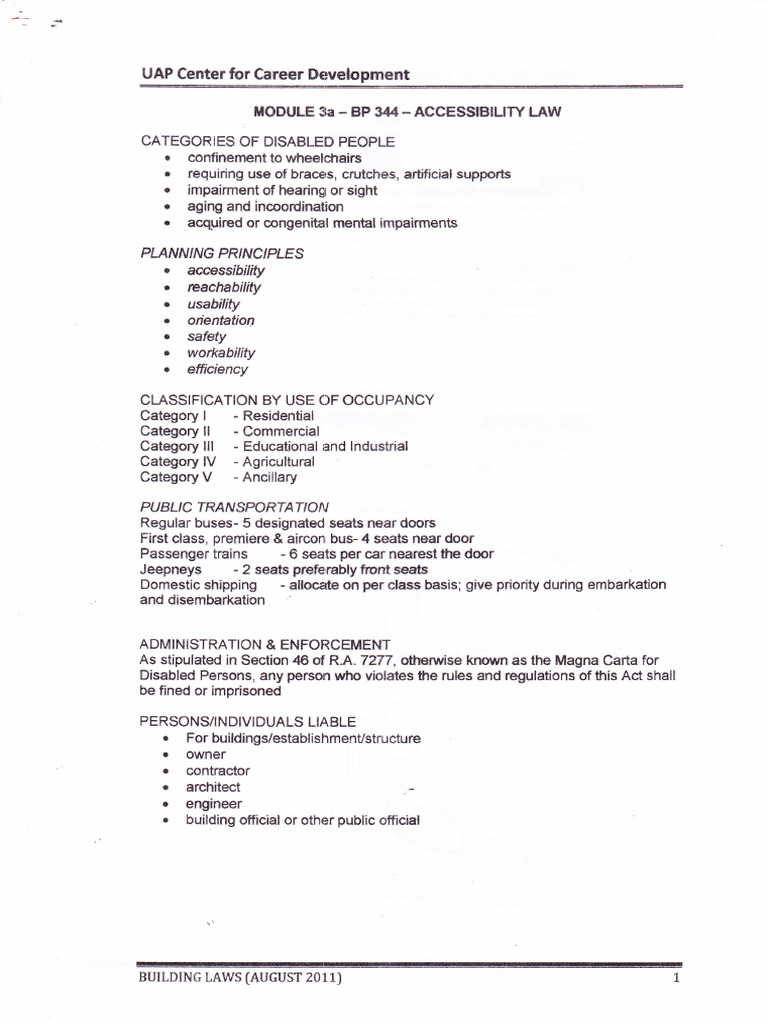 Module 3a - Bp344 - Accessibility Law | PDF | Transport | Disability