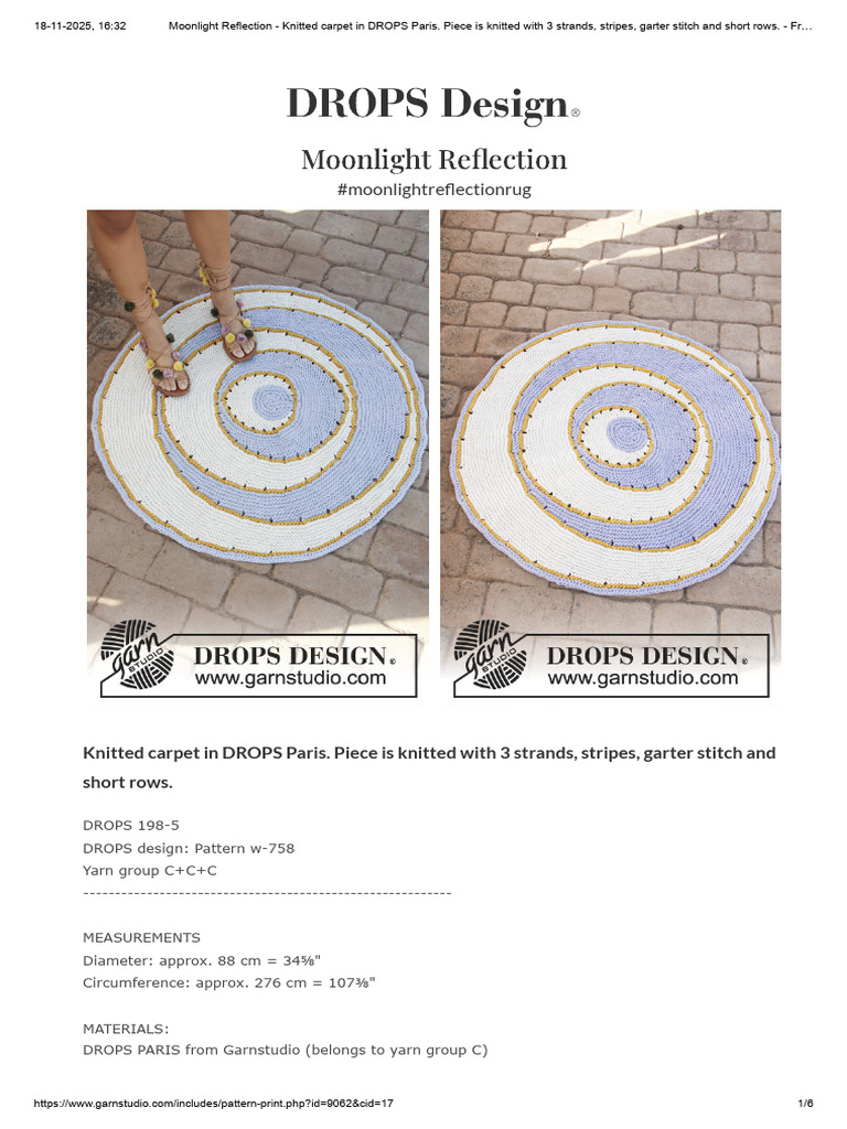 Moonlight Reflection - Knitted Carpet in DROPS Paris. Piece is Knitted ...