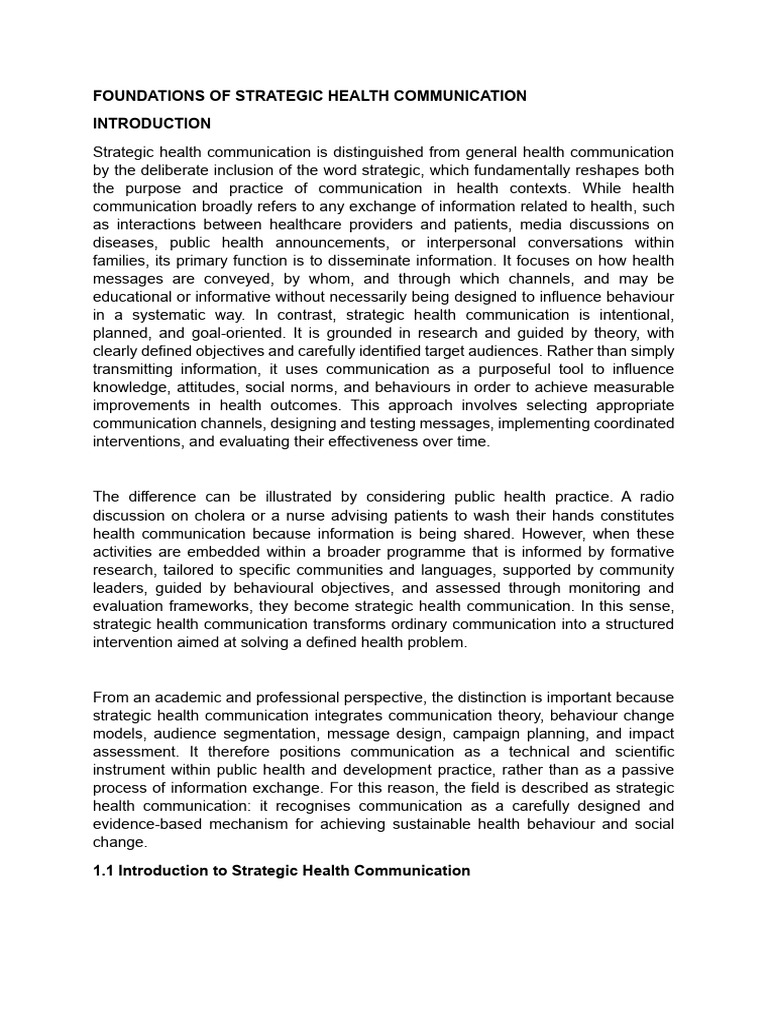 Strategic Health Communication Overview | PDF | Communication ...
