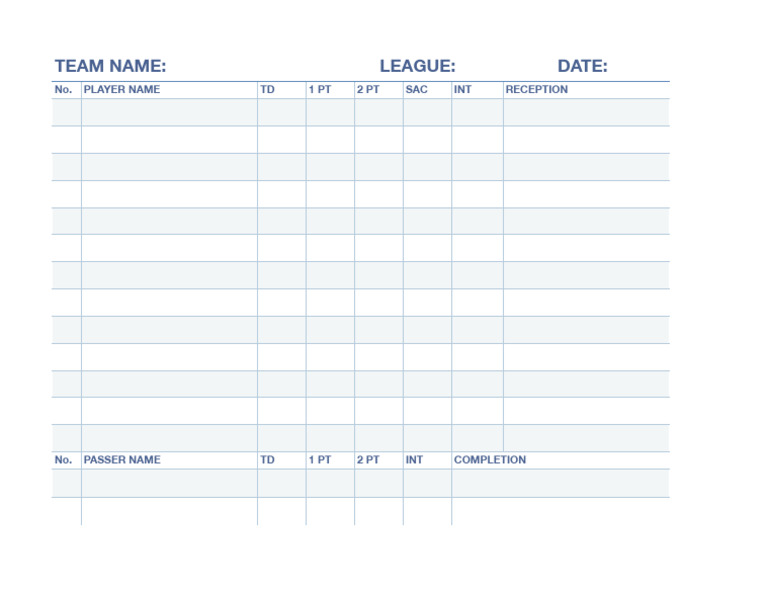 Soccer Stat Team Sheet | PDF