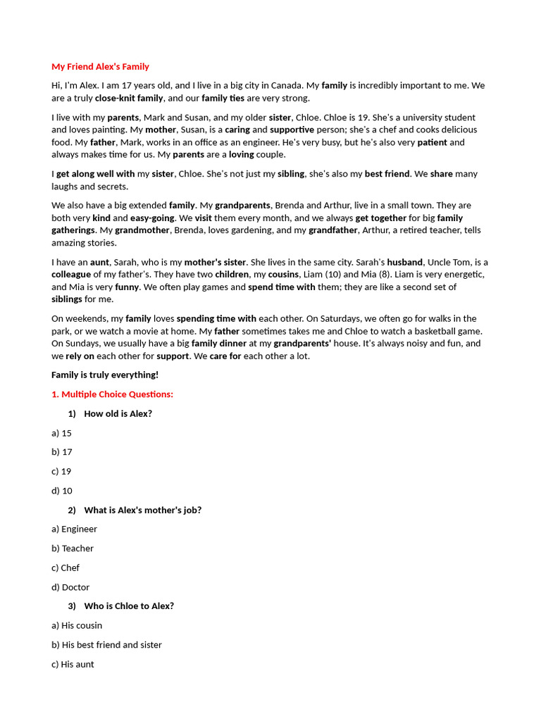 Alex's Close-Knit Family Life | PDF | Family