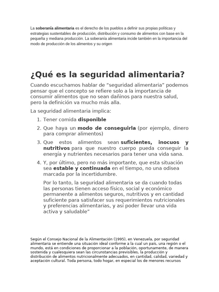 Soberanía y seguridad alimentaria en Venezuela | PDF | Alimentos ...