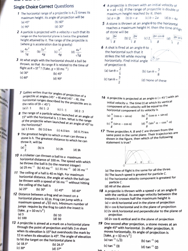 Projectile Questions for Practice | PDF | Projectiles | Classical Mechanics