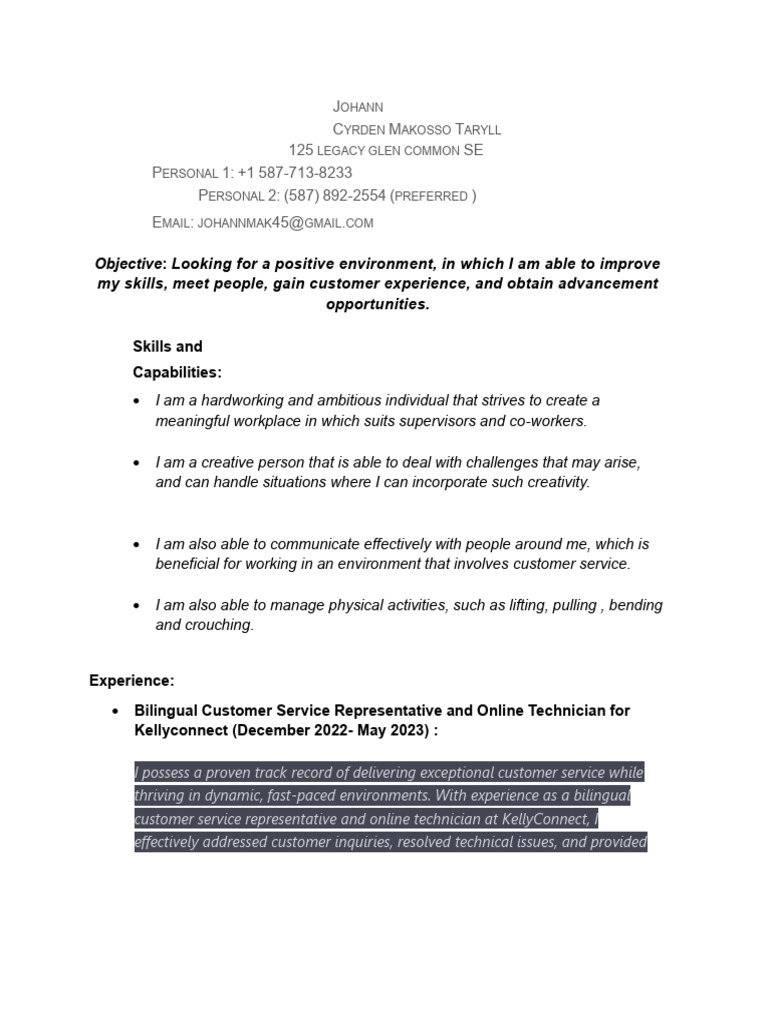 Johann’s Resume (5) | PDF | Business