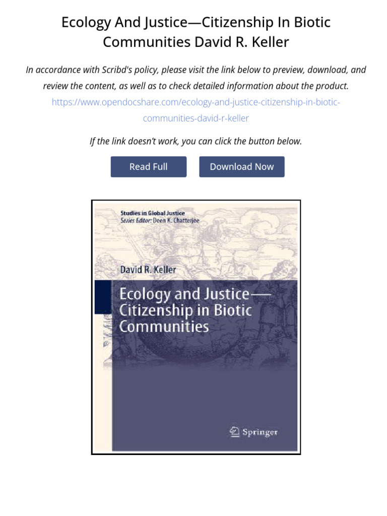 Ecology and Justice—Citizenship in Biotic Communities David R. Keller ...