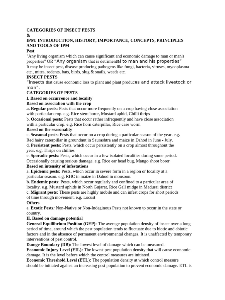 Notes Ipdm | PDF | Pest (Organism) | Pest Control