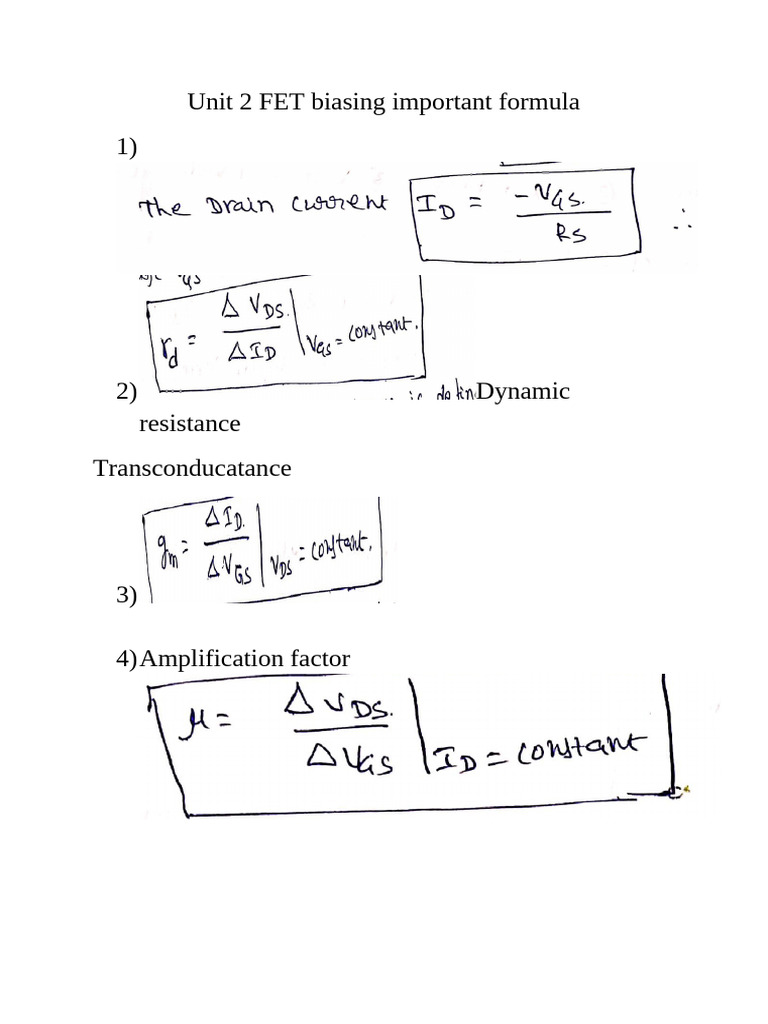 Unit 2&3 Important Formula | PDF