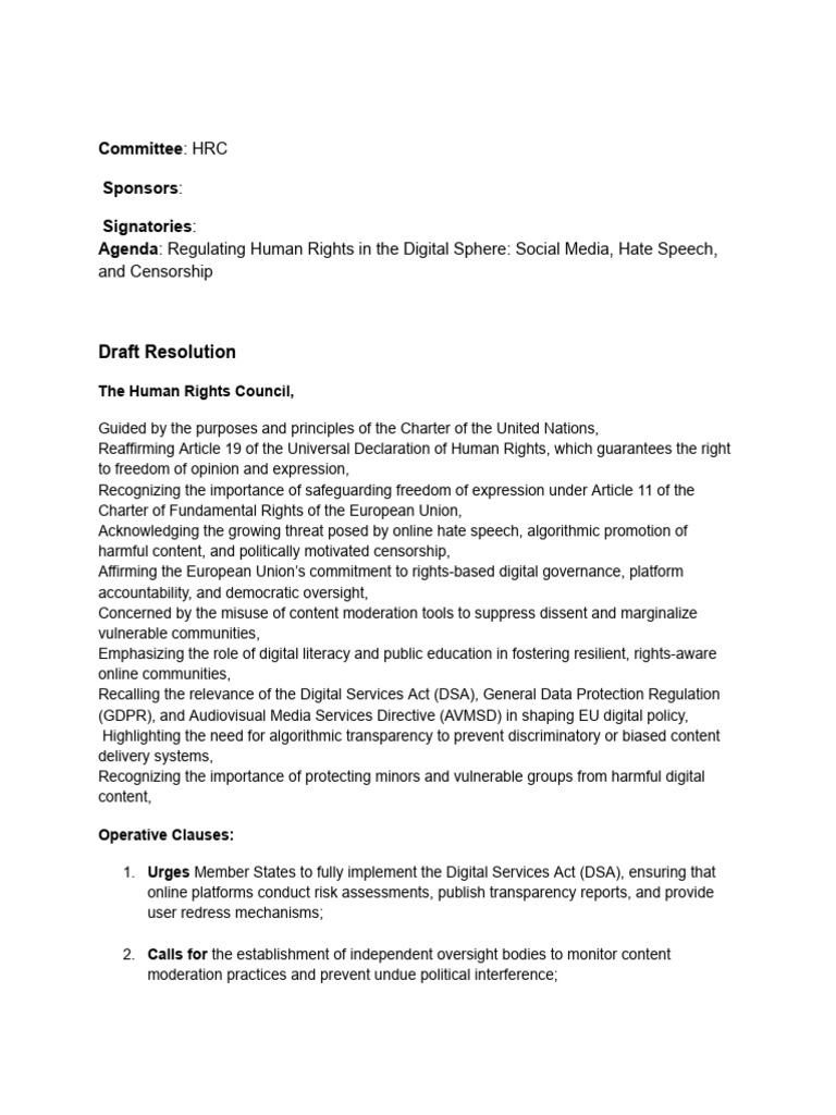 HRC DR | PDF | Human Rights | Hate Speech