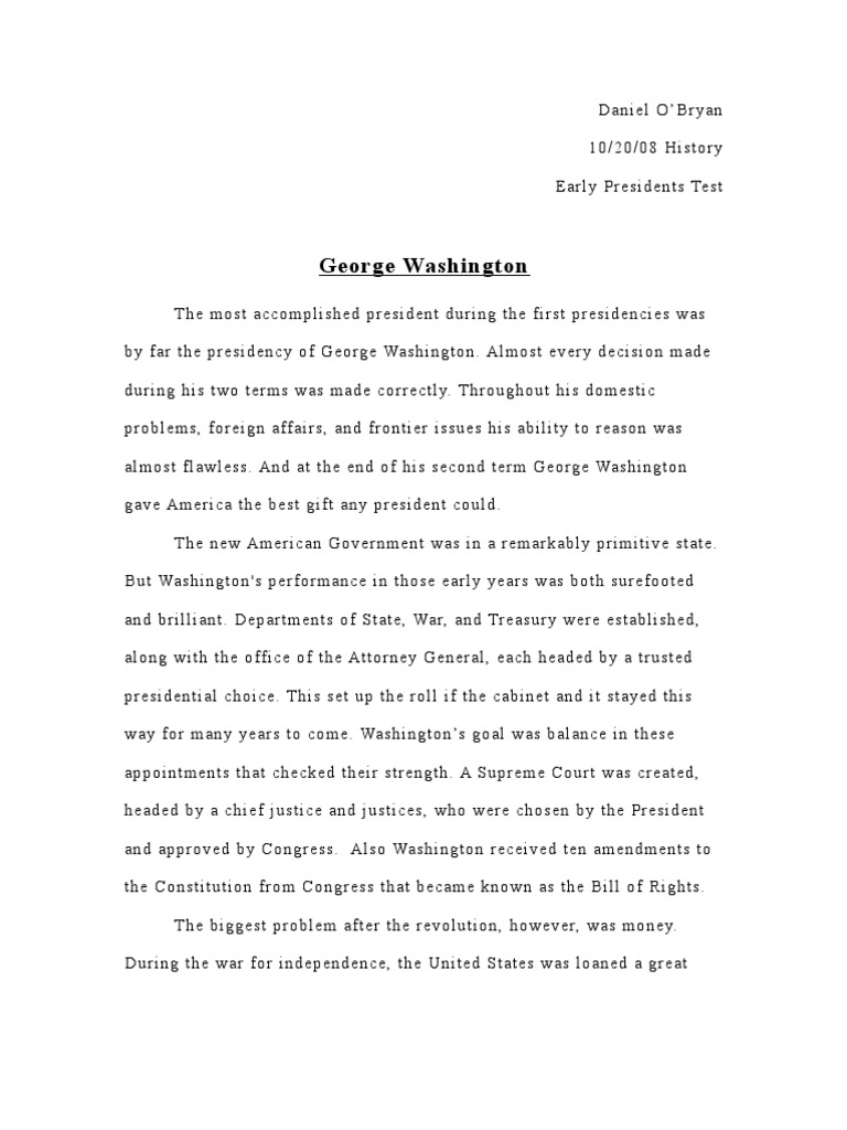 Early U.S. Presidents: Washington & Adams | PDF | George Washington ...