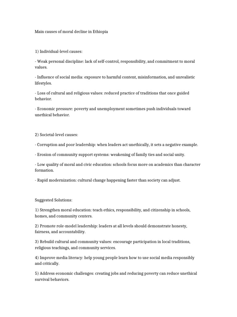 1 Moral Decline Ethiopia | PDF