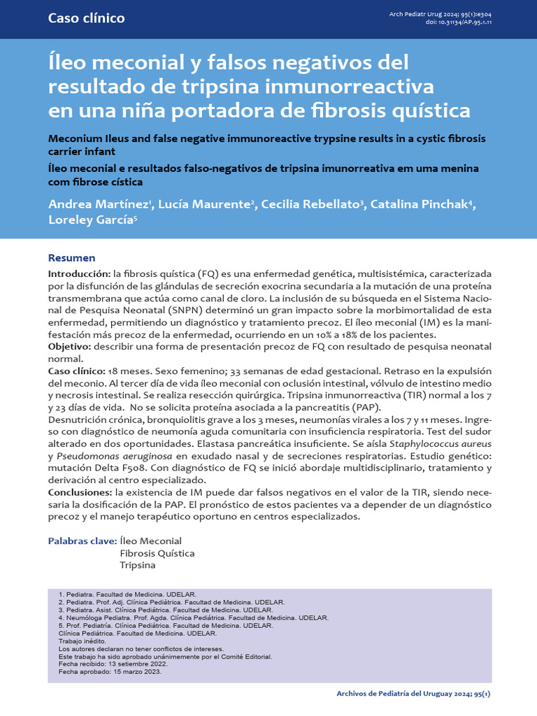 Íleo Meconial y Falsos Negativos en FQ | PDF | Enfermedades y ...