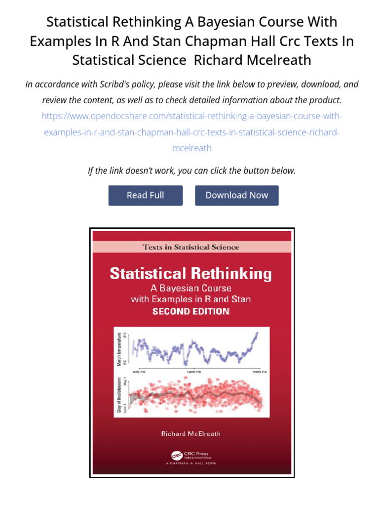 Statistical Rethinking A Bayesian Course with Examples in R and STAN ...