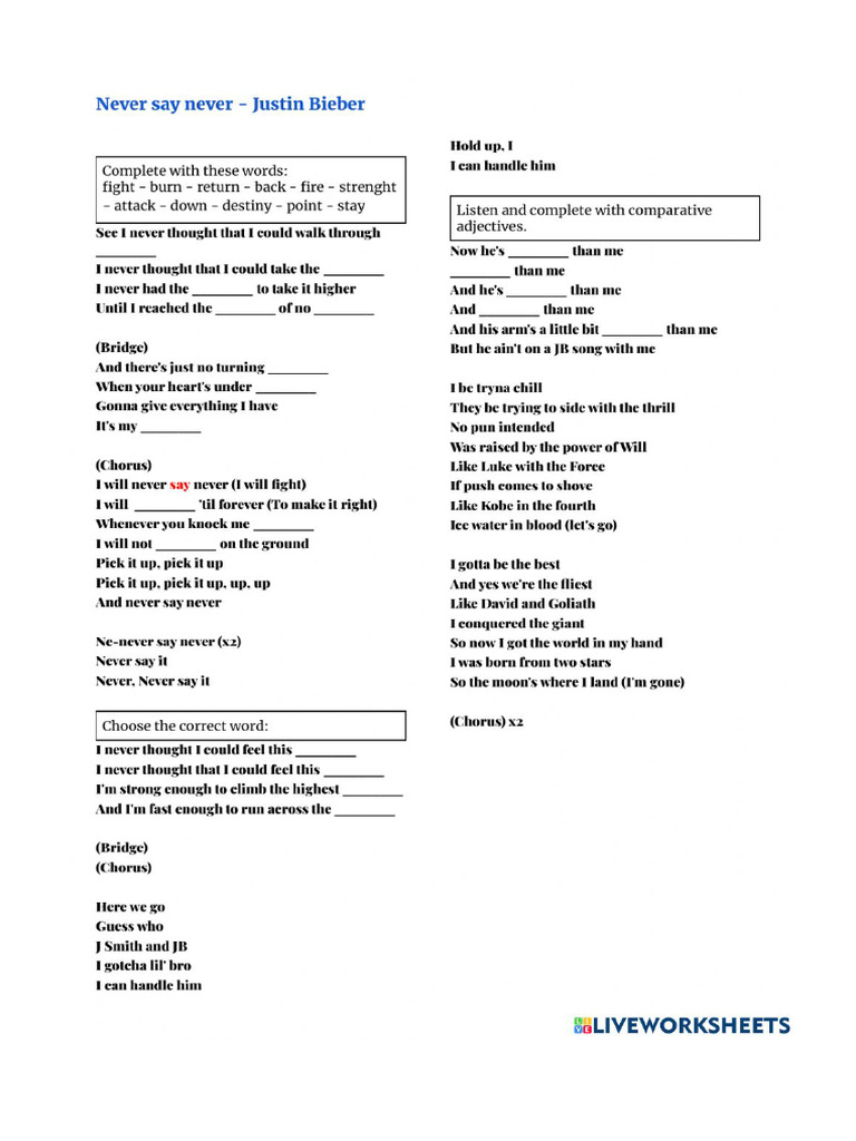Fill The Gaps Justin Bieber | PDF