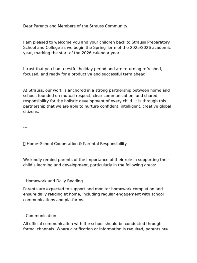 Spring Term 2026 Initiation letter to parents | PDF