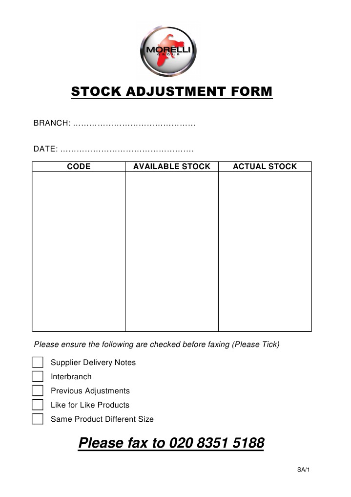 Stock Adjustment Form | PDF