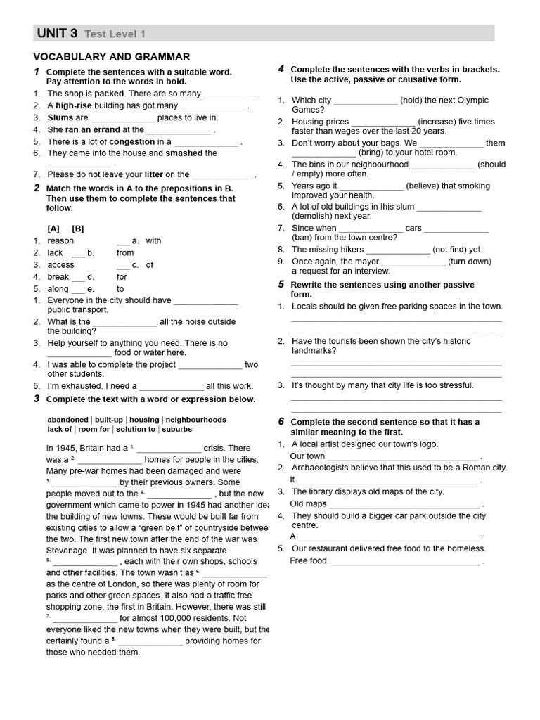 01Skills2 U3 L1 Test VocabularyGrammar.docx | PDF | Linguistics | Syntax
