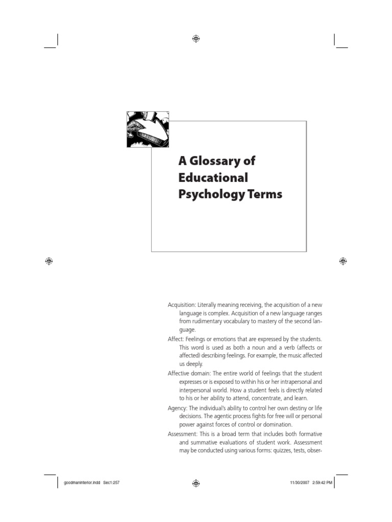 Educational Psychology Terms Glossary | PDF | Constructivism ...