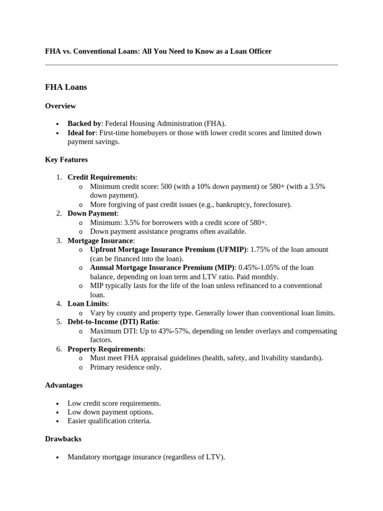 FHA vs Conventional Loans | PDF | Federal Housing Administration ...