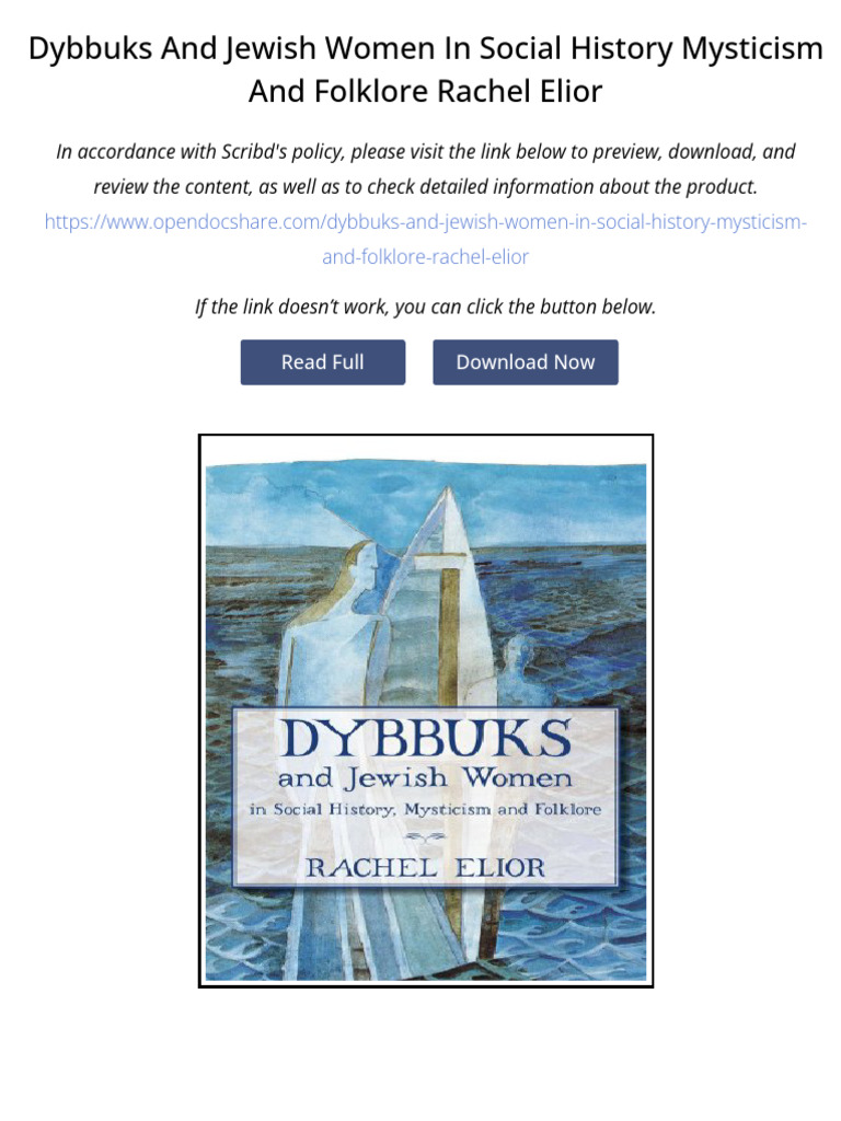 Dybbuks And Jewish Women In Social History Mysticism And Folklore ...