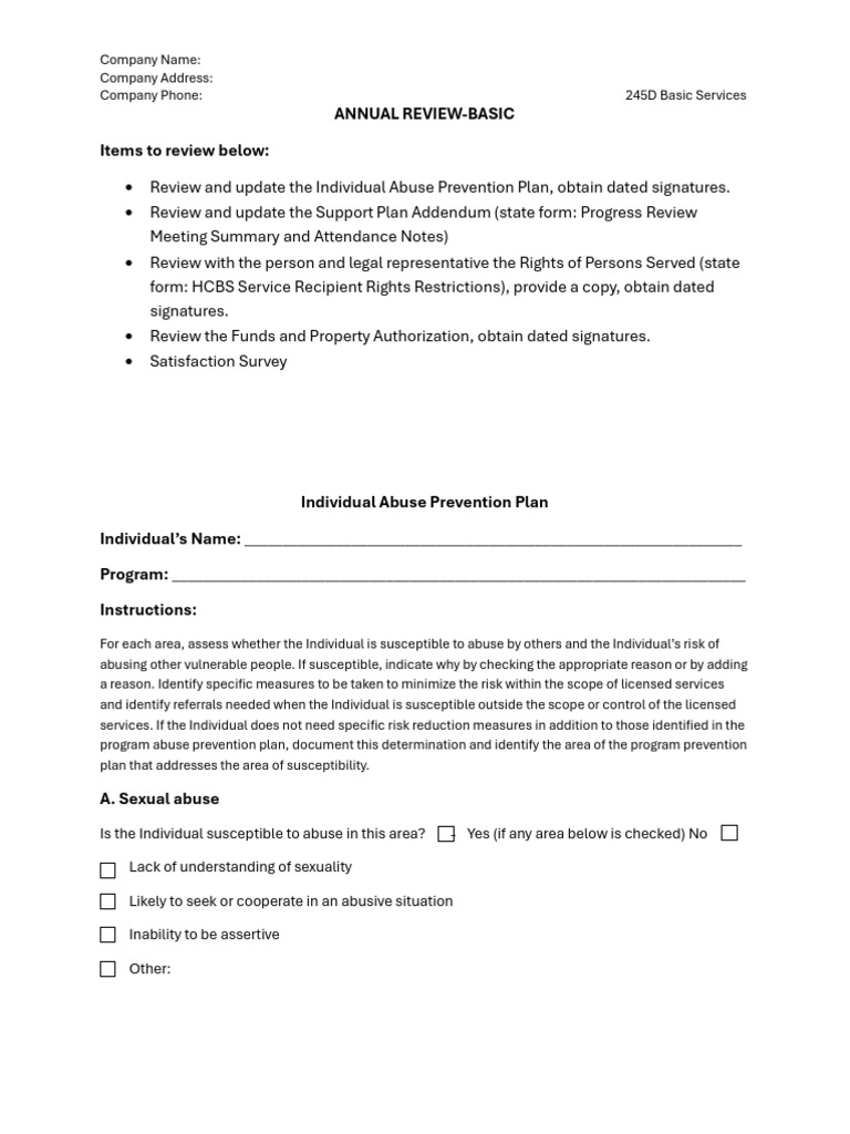 245D Basic Annual Review | PDF | Risk