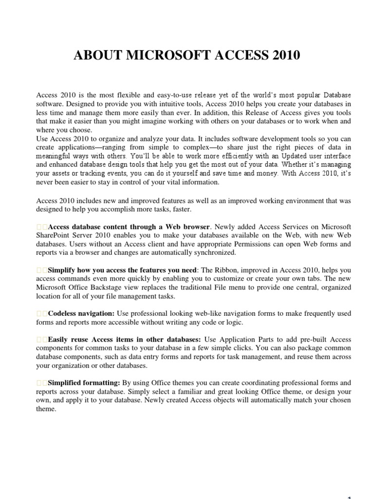 MS Access | PDF | Microsoft Access | Databases