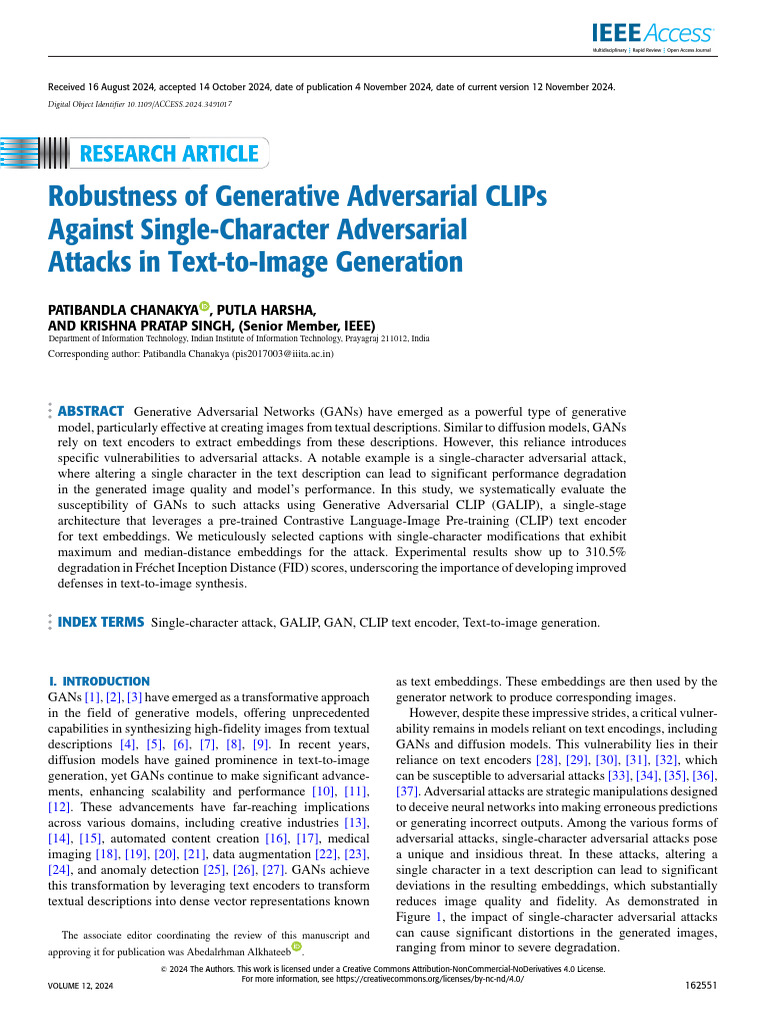 Robustness of Generative Adversarial CLIPs Against Single-Character ...