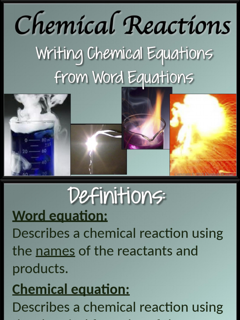 Chemical Equations and Reactions Guide | PDF | Chlorine | Chemical ...
