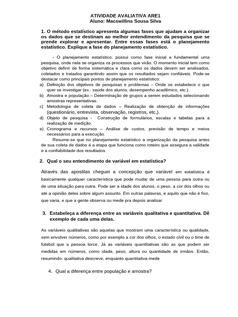 ATIVIDADE AVALIATIVA ARE1 | PDF | Estatísticas | Índice de massa corporal