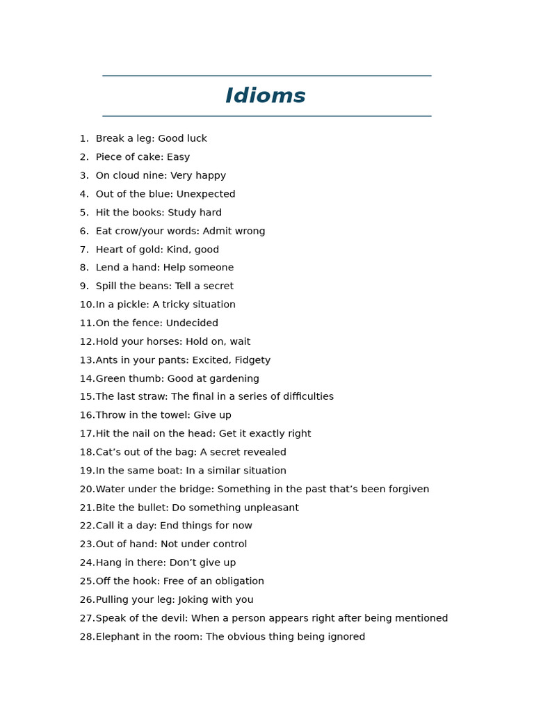 Common English Idioms Explained | PDF