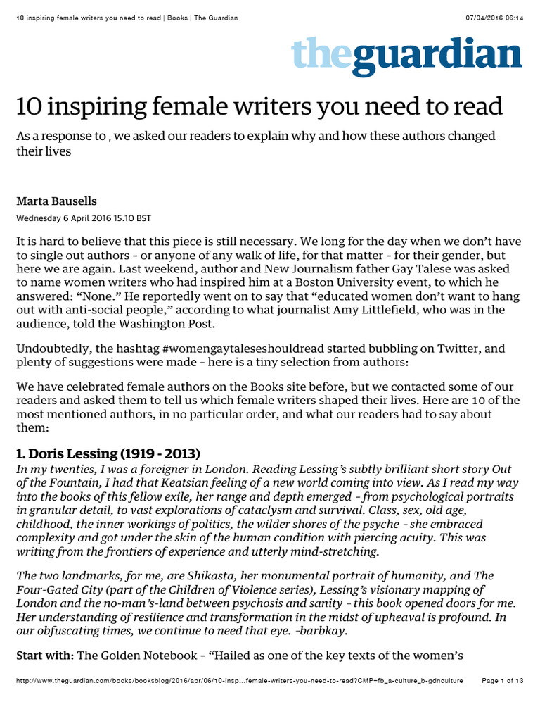 Inspiring female writers | PDF | Virginia Woolf | To The Lighthouse