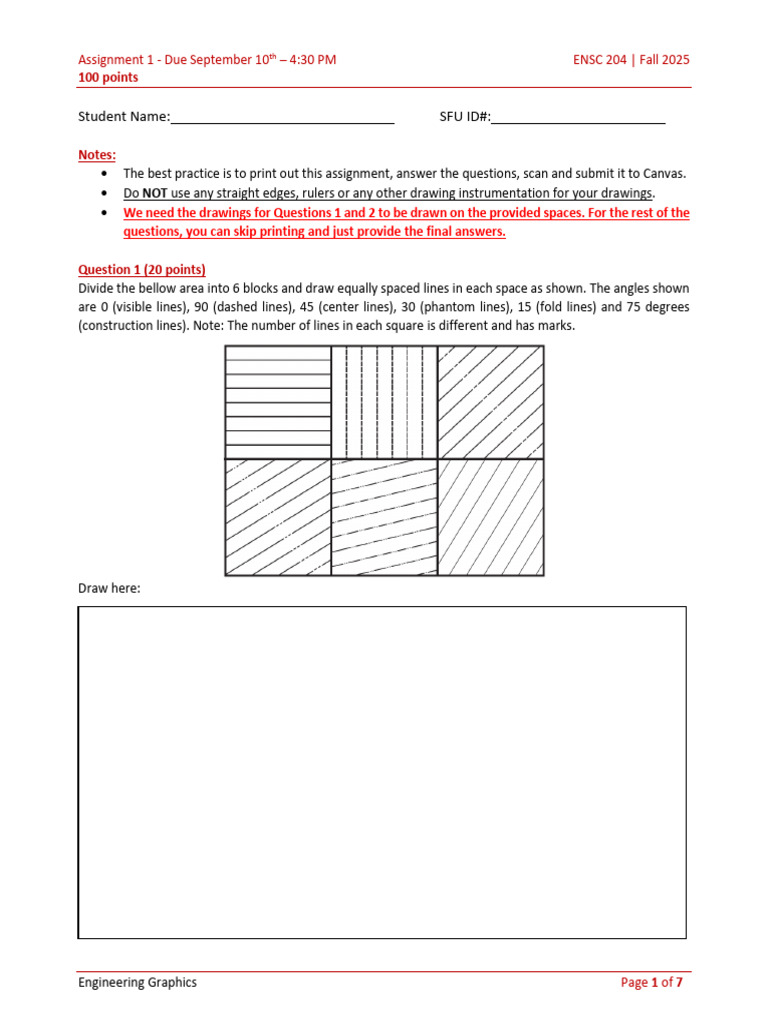 Assignment 01 ENSC204 | PDF | Drawing | Euclidean Geometry