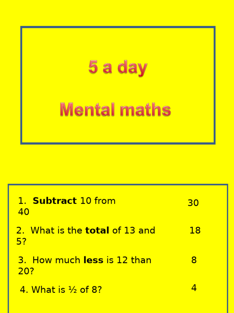 Mental Maths 5ad | PDF | Mathematics