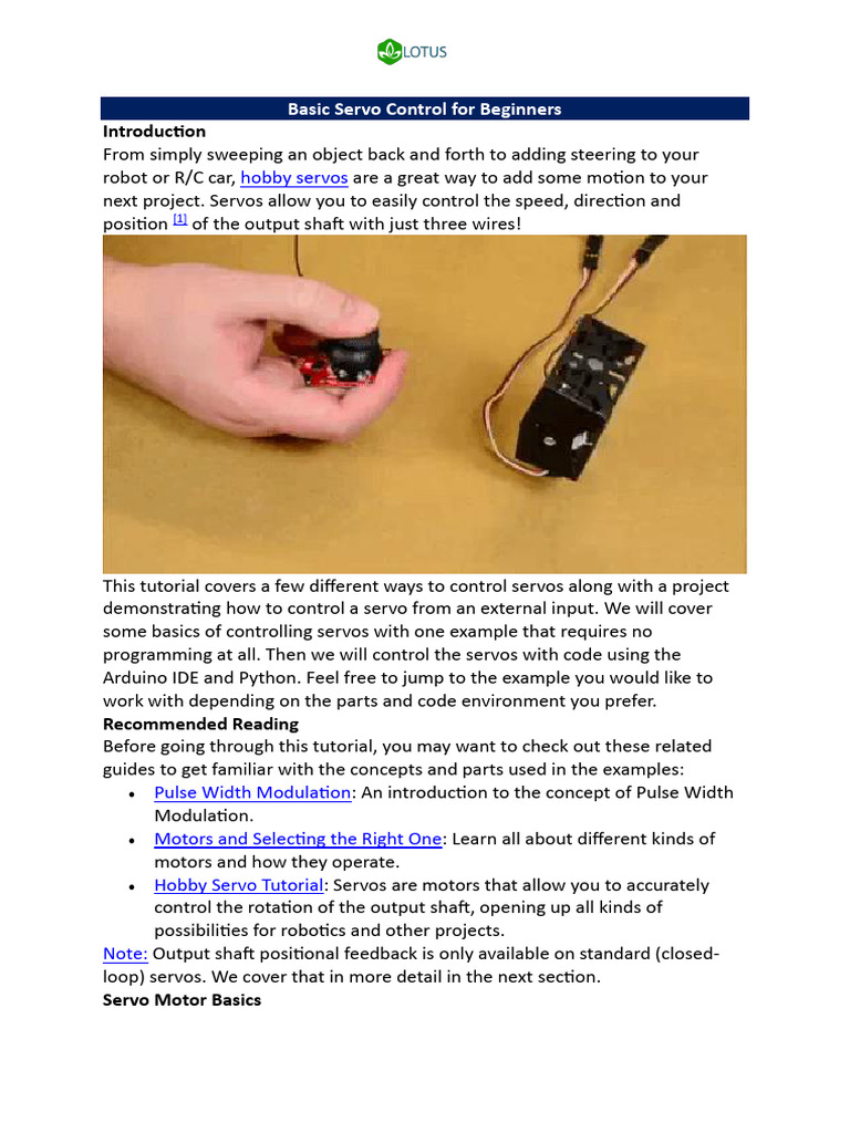 Beginner's Guide to Servo Control | PDF | Arduino | Manufactured Goods