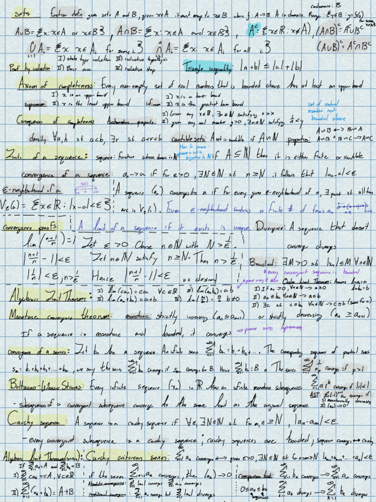 Real Analysis Concepts and Theorems | PDF | Sequence | Analysis