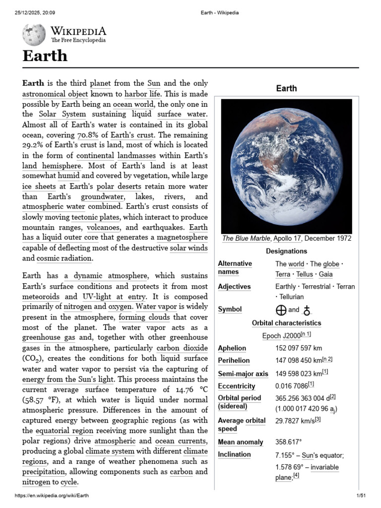 Earth - Wikipedia | PDF | Earth | Plate Tectonics